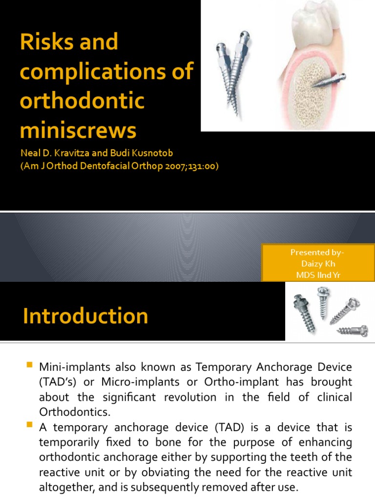 Risks and Complications of Orthodontic Miniscrews | PDF | Dental ...