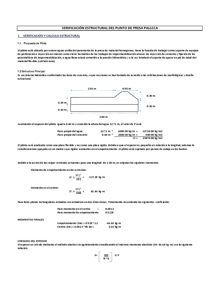 Verificación de Plintos de Hormigón en Presas | PDF | Hormigón ...