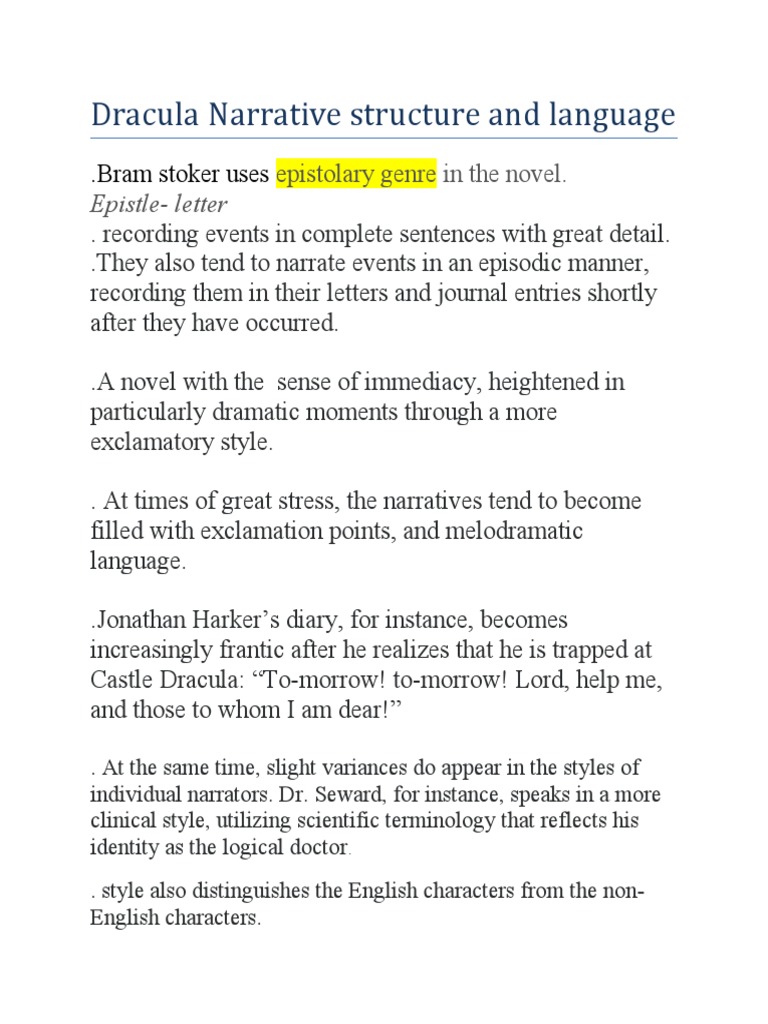 Dracula Narrative Structure and Language | PDF
