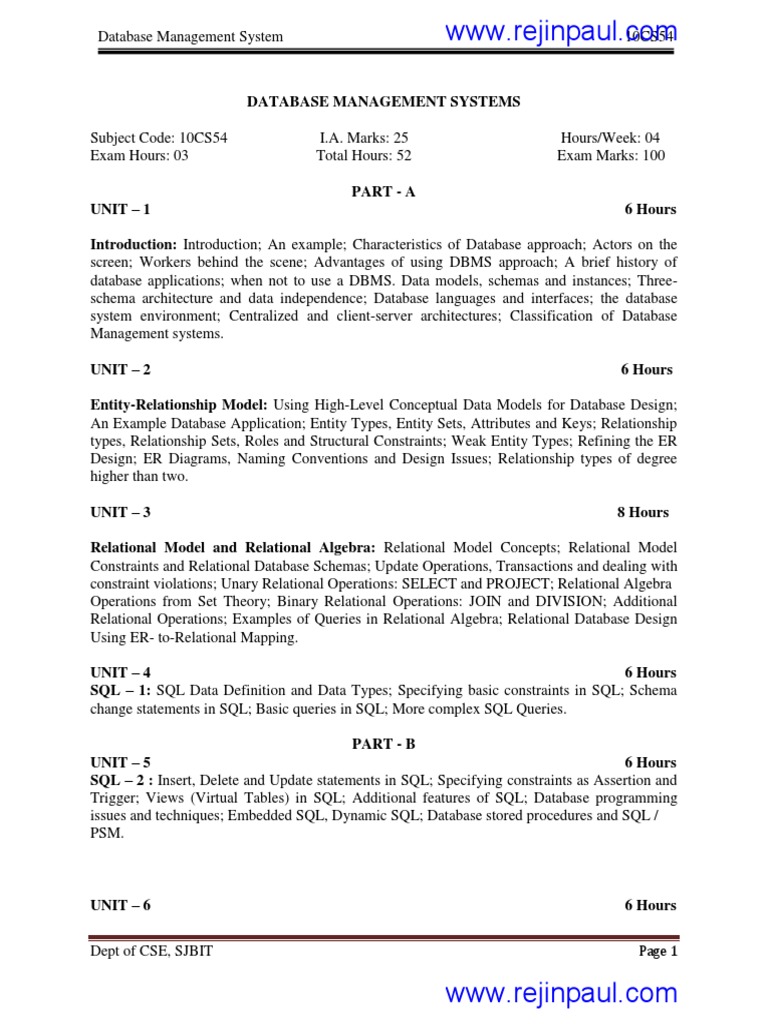 Dbms Vtu Notes | PDF | Relational Database | Databases Dbms Vtu Notes | PDF | Relational Database | Databases
