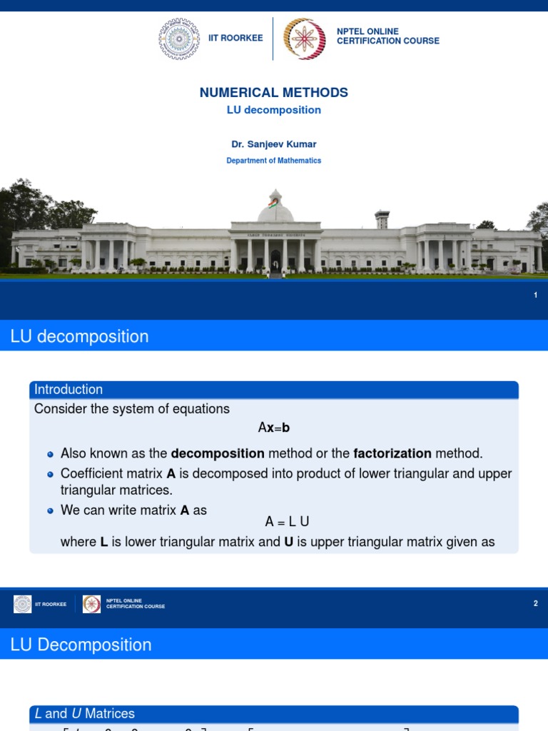 Numerical Methods: LU Decomposition | PDF | Matrix (Mathematics ...