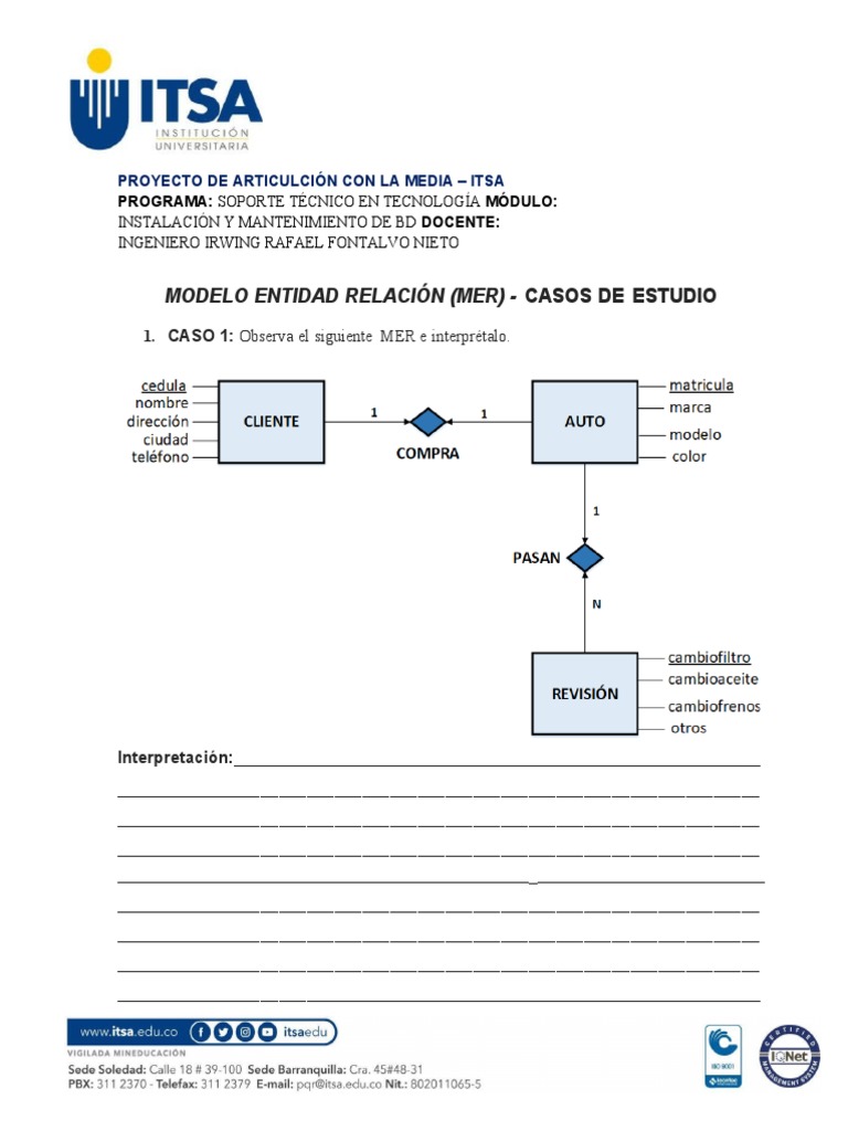 Modelos MER: Casos de Estudio y Ejemplos | PDF