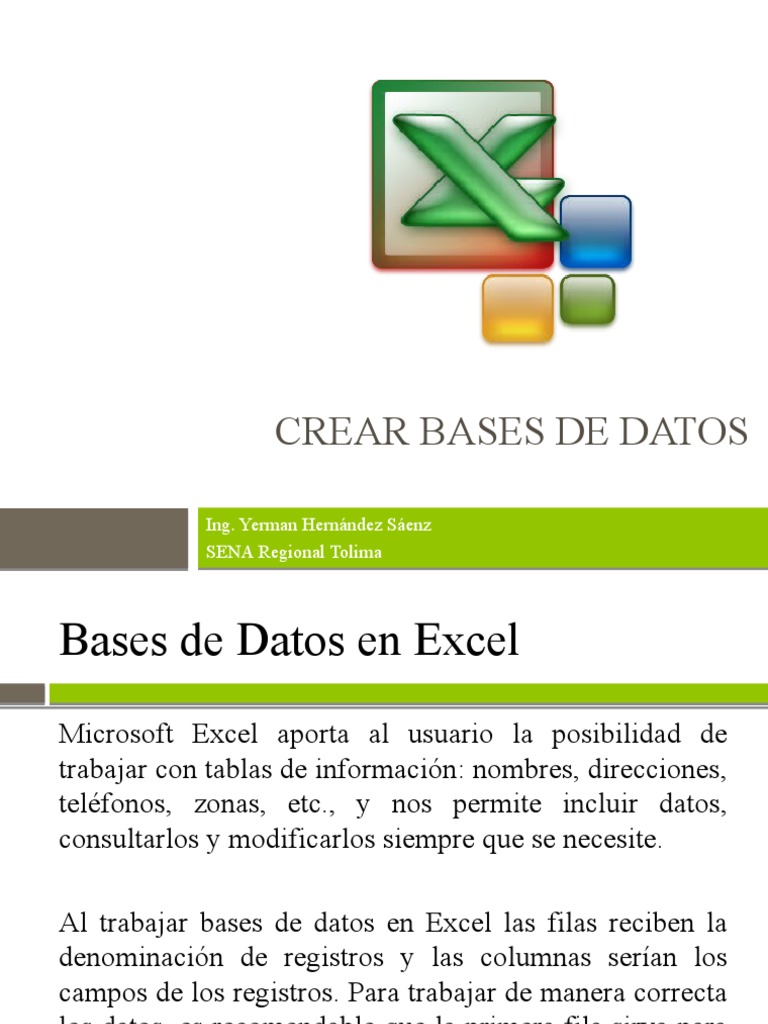 Como Crear Bases de Datos en Excel | PDF | Microsoft Excel | Bases de datos