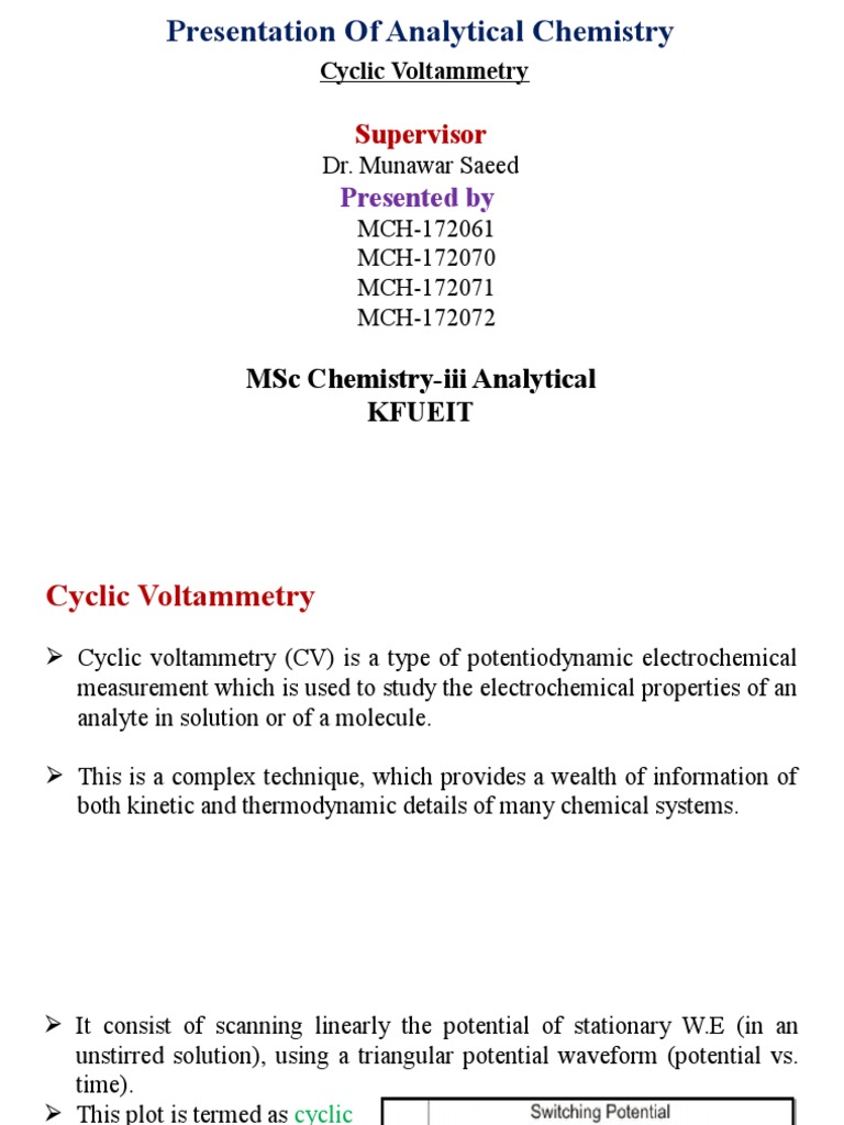 A Brief Introduction To Cyclic Voltammetry | PDF | Redox | Physical ...
