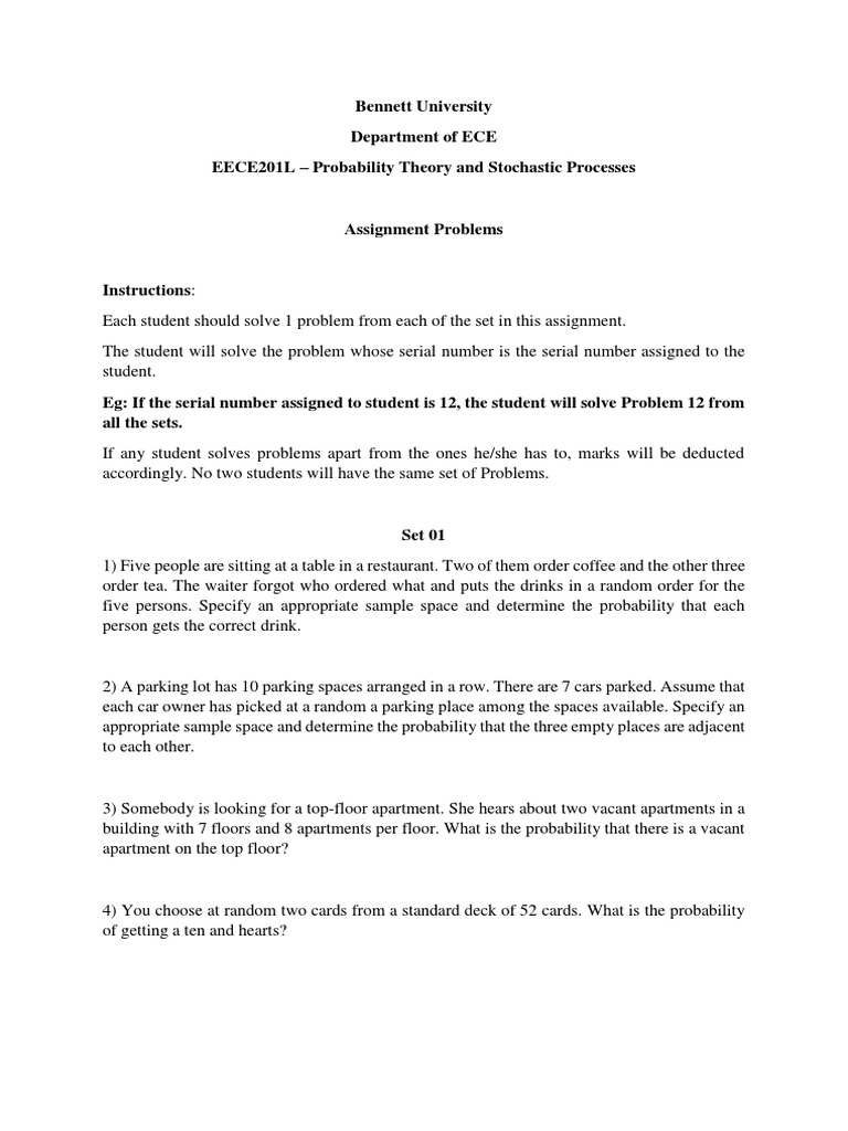 Assignment Problems | PDF | Poisson Distribution | Teaching Mathematics