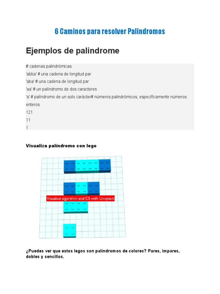 6 Caminos para Resolver Palindromos en Python | PDF | Cadena ...