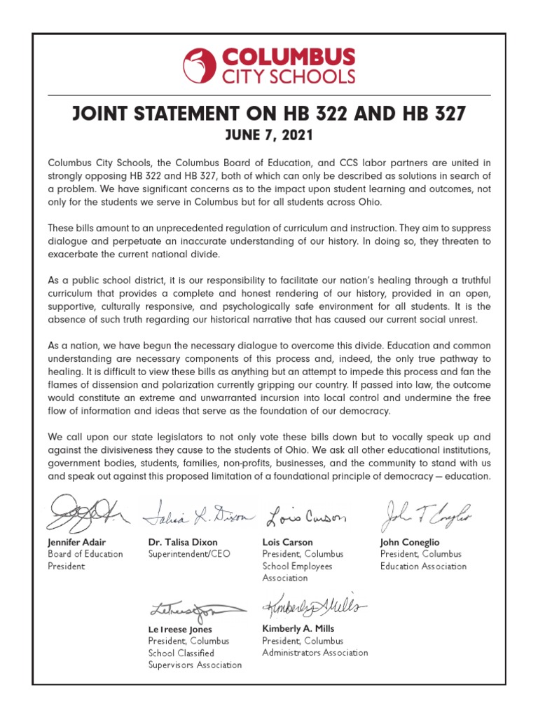 Joint Statement On HB 322 and HB 327 | PDF | Presidents Of The United ...
