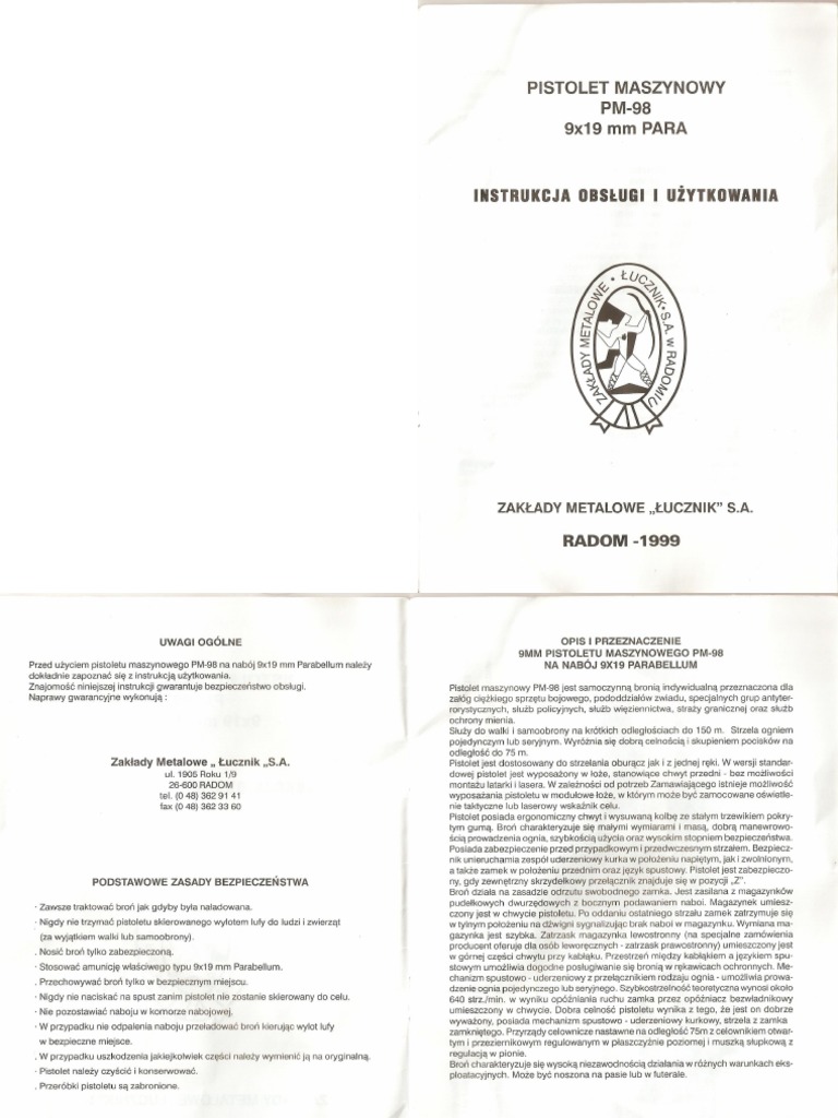 PM-98 Instrukcja Obslugi Fabryczna | PDF