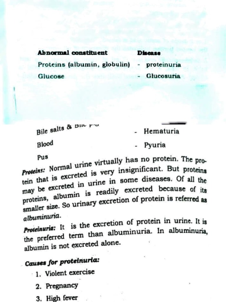 Abnormal Urinary Constituents Overview | PDF | Medical Specialties ...