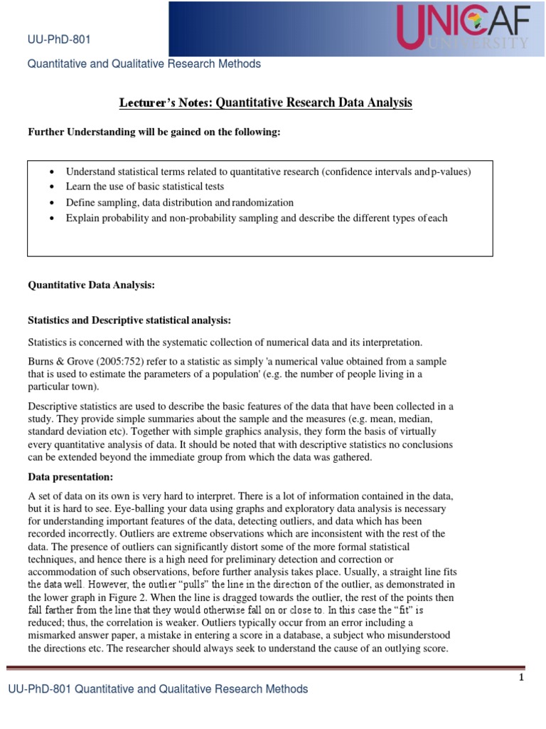 Quantitative Research Data Analysis Lecturers Notes | PDF | Effect Size ...