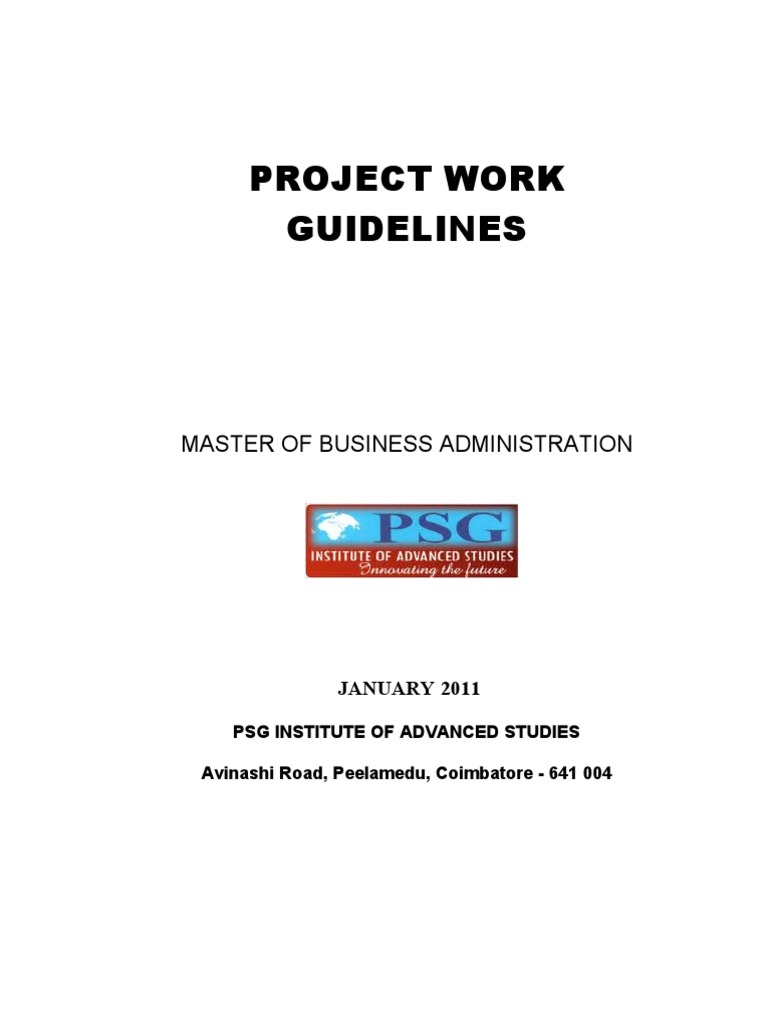 Project Work Guidelines: Master of Business Administration | PDF ...