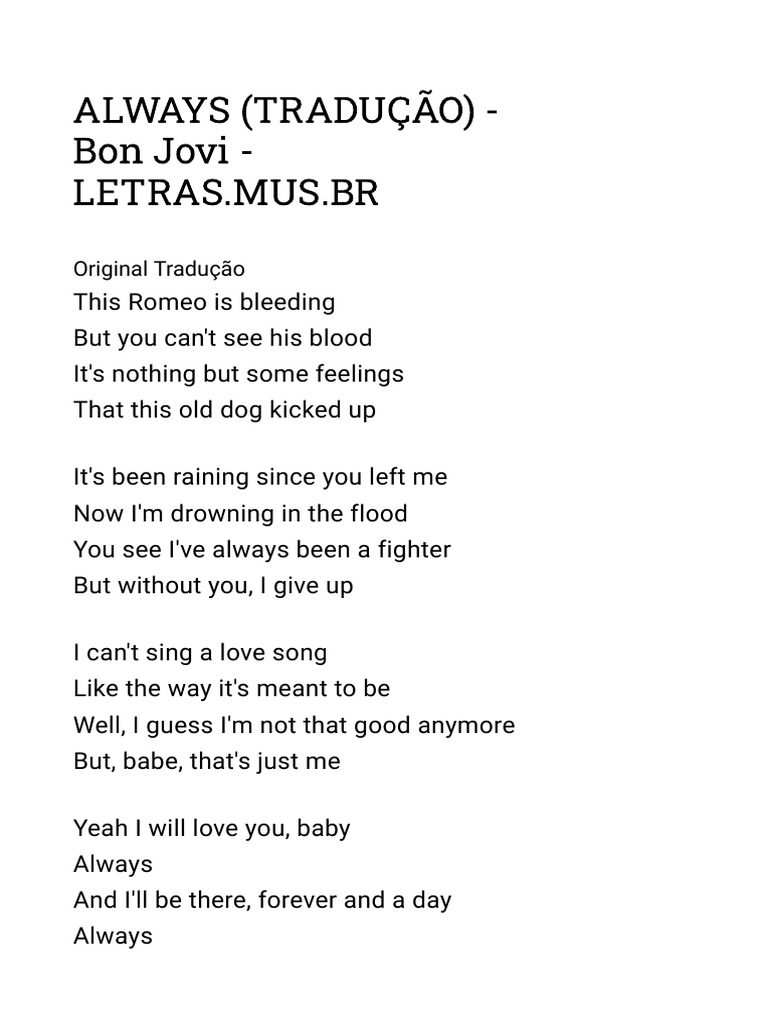 ALWAYS (TRADUÇÃO) - Bon Jovi | PDF