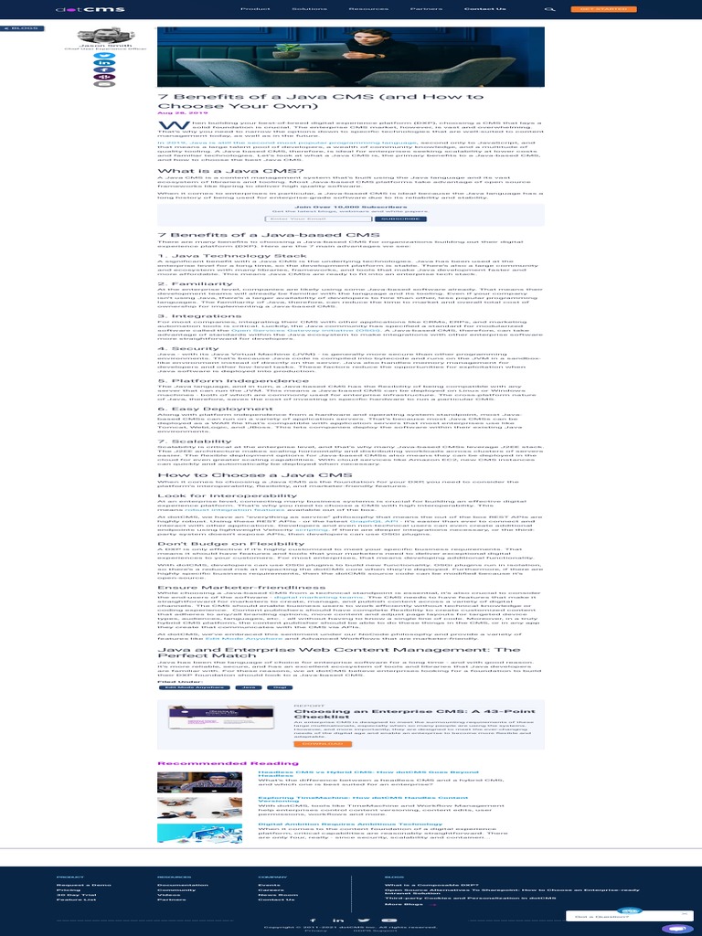 Benefits of A Java CMS and How To Choose Your Own - dotCMS | PDF | Cross Platform Software ...