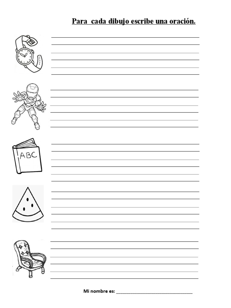 Para Cada Dibujo Escribe Una Oracion | PDF | Arte