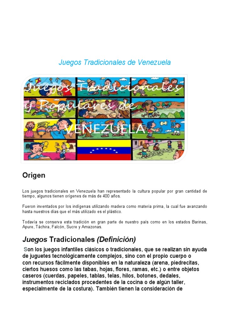 Material Juegos Tradicionales de Venezuela | PDF | Juguetes | Venezuela