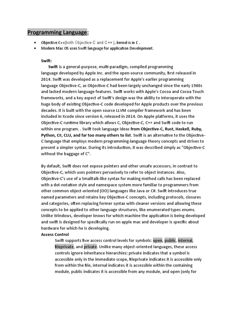 Programming Language:: Swift | PDF | Swift (Programming Language) | Objective C