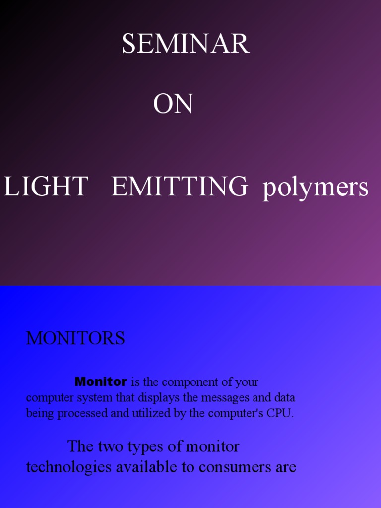 Light Emitting Polymers | PDF | Oled | Computer Monitor