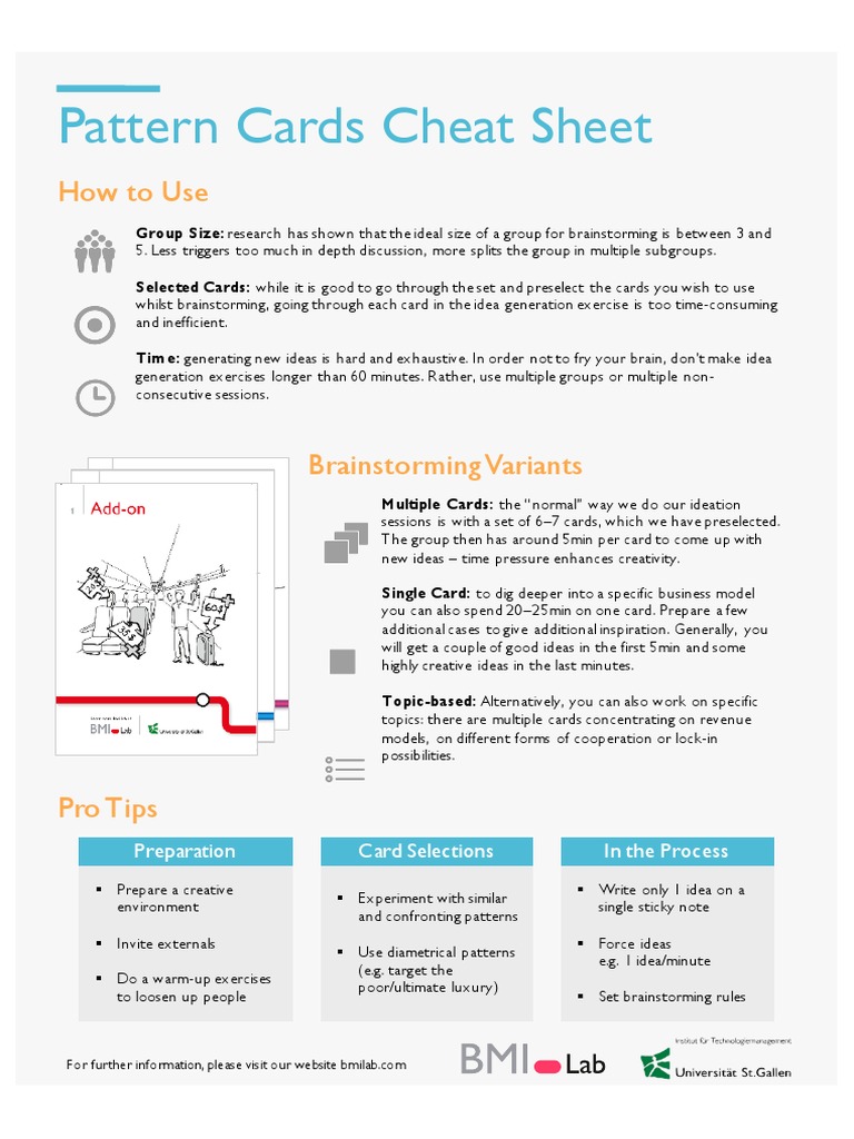 Pattern+Cards+Cheat+Sheet FH | PDF | Brainstorming | Human Nature
