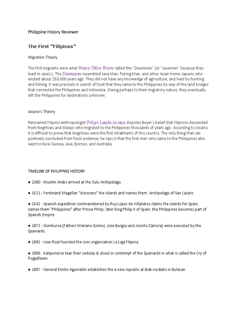 Philippine History Reviewer: Henry Otley Beyer Dawnmen | PDF | Corazon ...