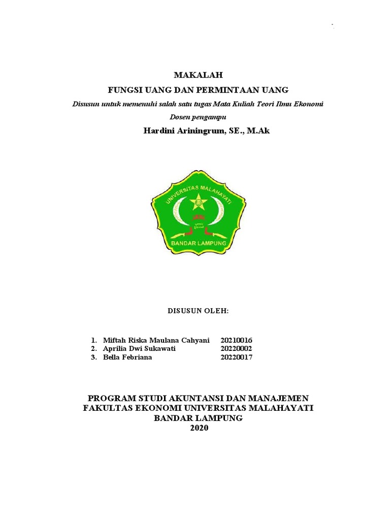 Fungsi Uang Dan Permintaan Uang | PDF Fungsi Uang Dan Permintaan Uang | PDF