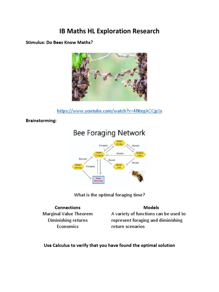IB Maths HL Exploration Research: Stimulus: Do Bees Know Maths? | PDF