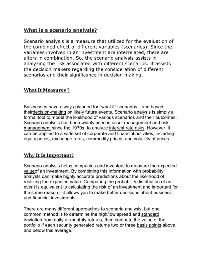 What Is A Scenario Analysis | PDF | Risk | Investing