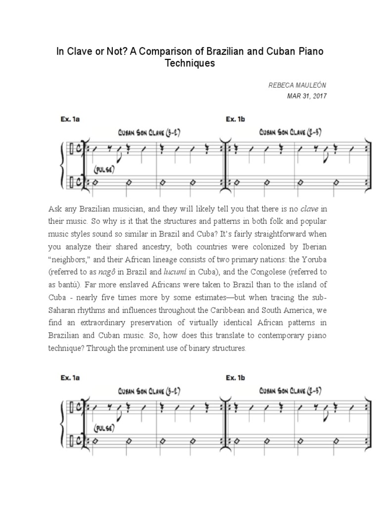 In Clave or Not? A Comparison of Brazilian and Cuban Piano Techniques ...