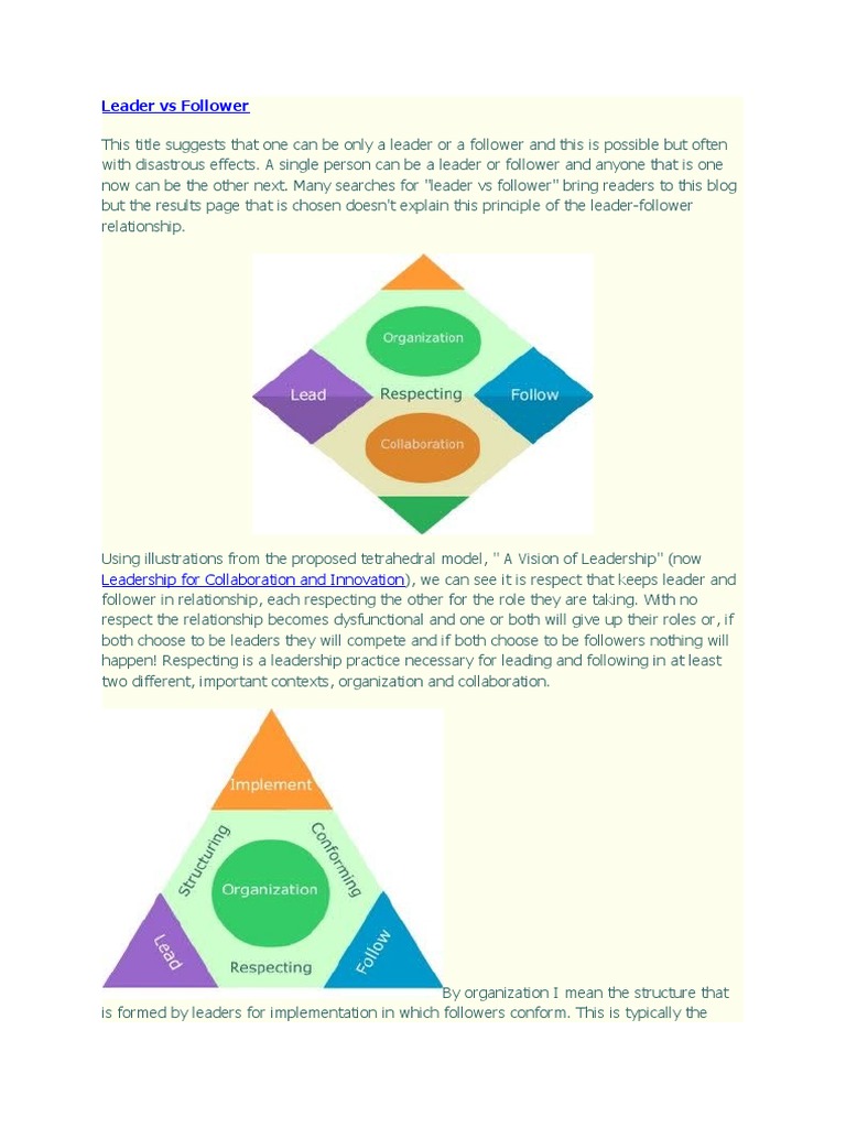 Leader Vs Follower | Download Free PDF | Leadership | Leadership