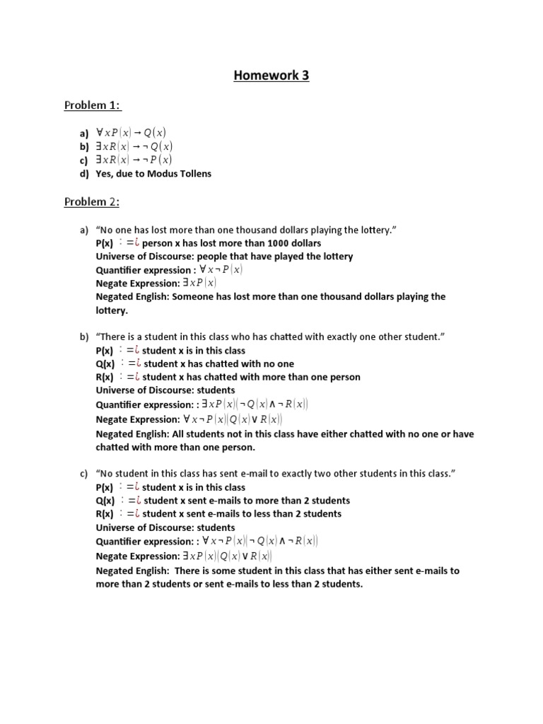 Homework 3: Problem 1 | PDF | Syntax (Logic) | Mathematical Concepts