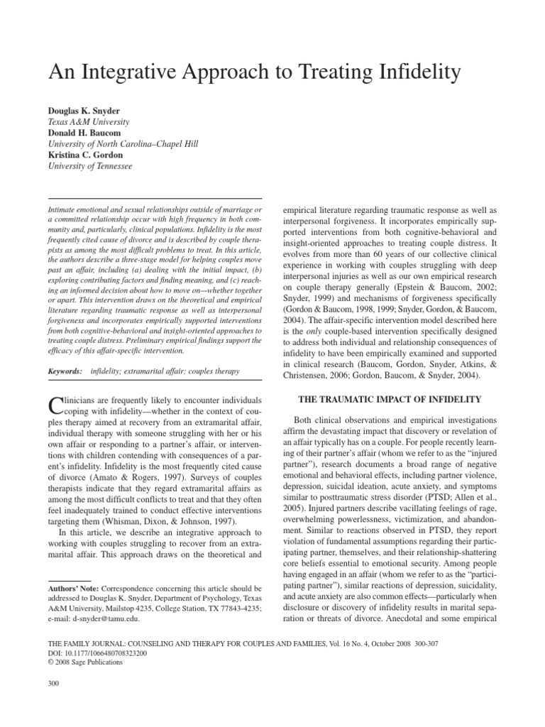 An Integrative Approach To Treating Infidelity | PDF | Infidelity ...