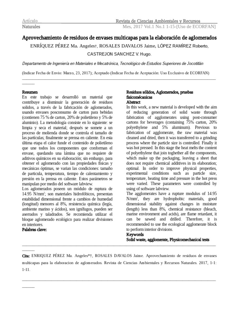 Art. Envases Multicapa | PDF | Residuos | Materiales