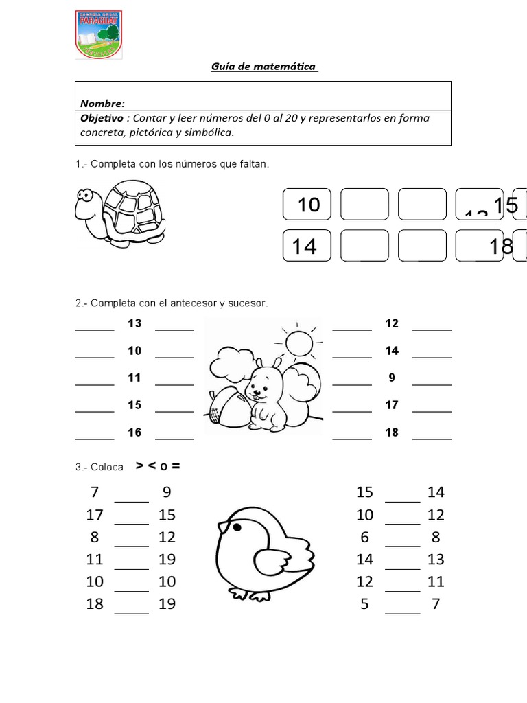 Guía de Matemática Números Hasta El 20 | PDF