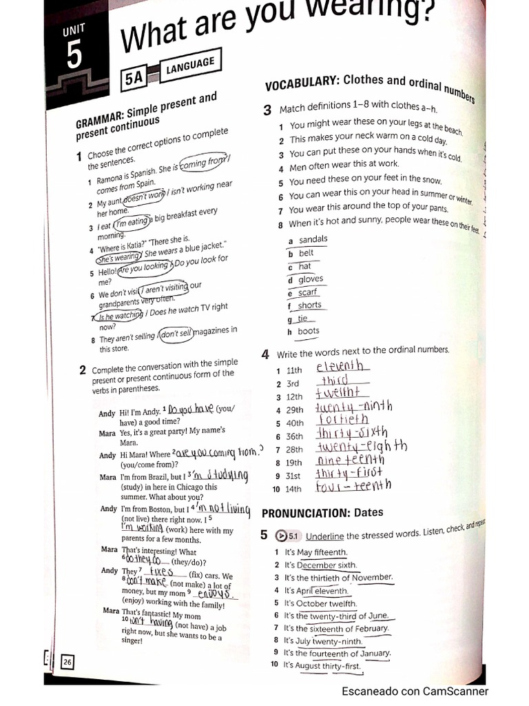 Work Book Unit 5 | PDF