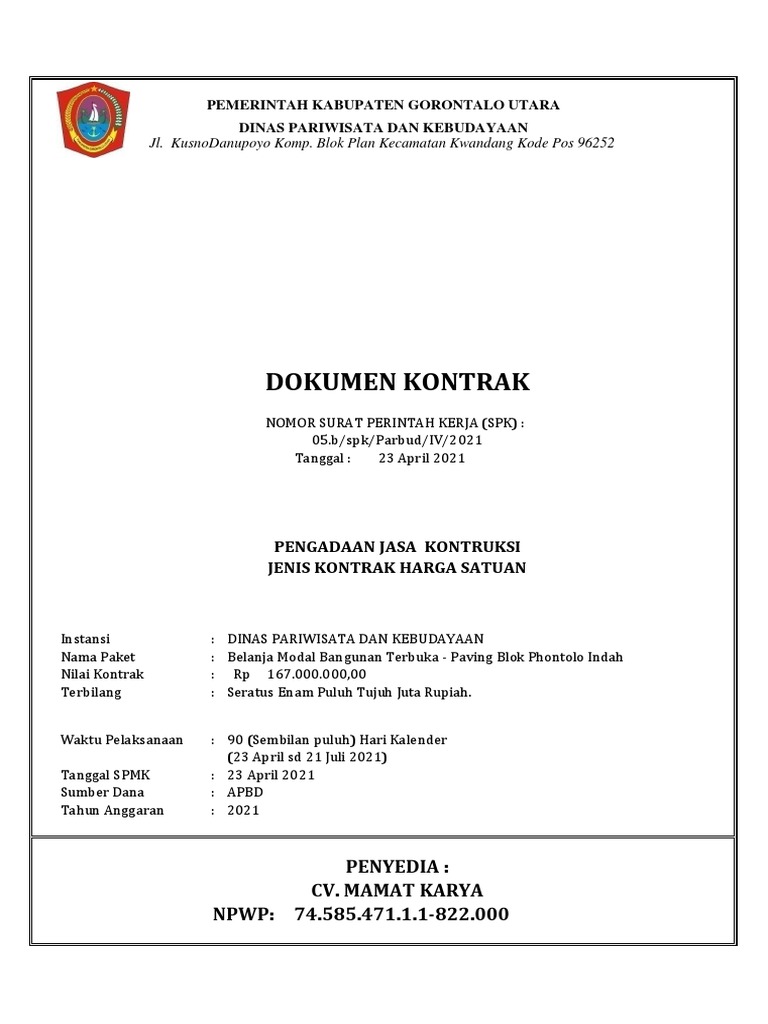 Cover SPK FISIK PAVING BLOK | PDF