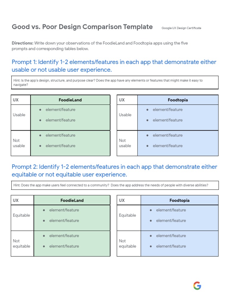 Good and Poor Design Comparison (Template) | PDF | User Experience ...
