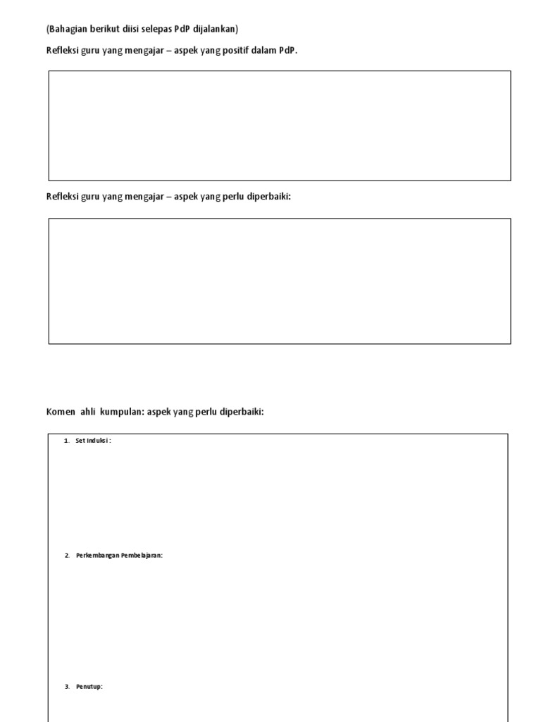 Borang Refleksi Lesson Study | PDF