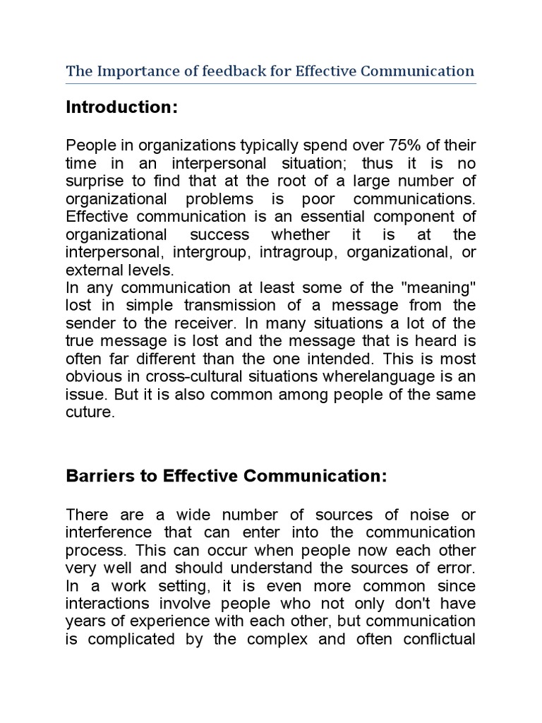 The Importance of Effective Communication | PDF | Communication ...