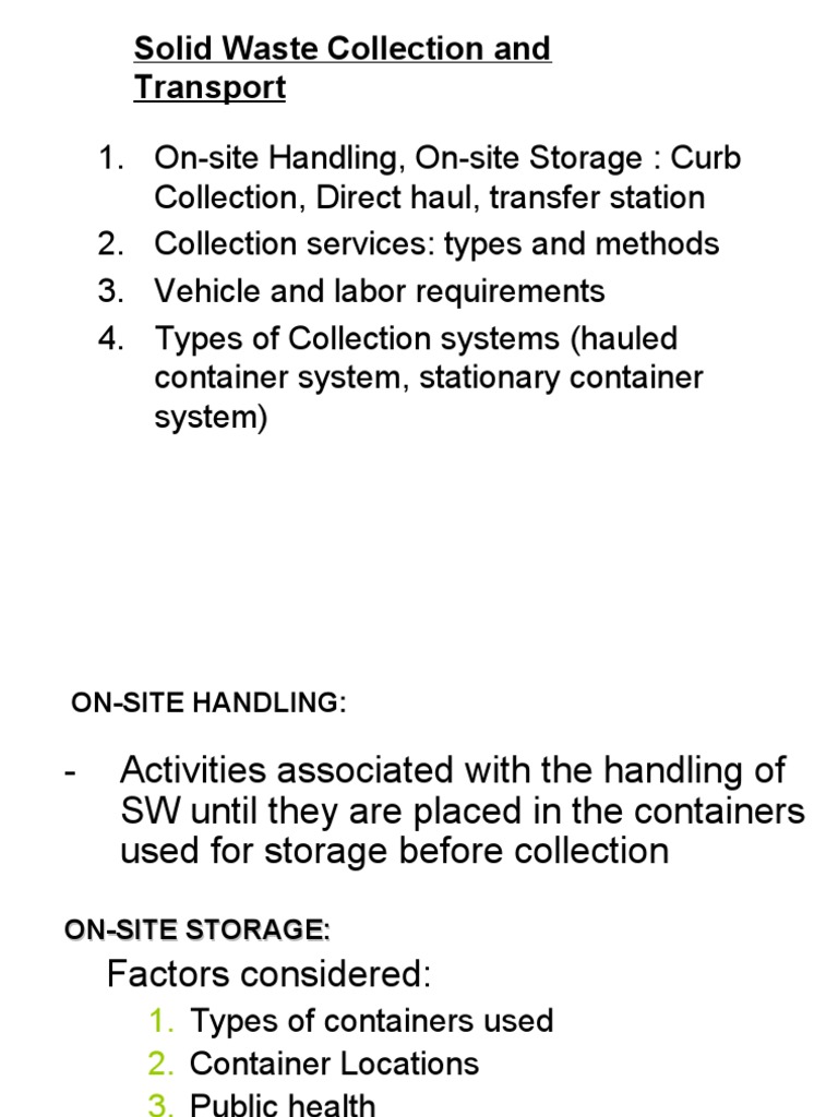 Note For Solid Waste Collection and Transport | PDF | Truck | Landfill