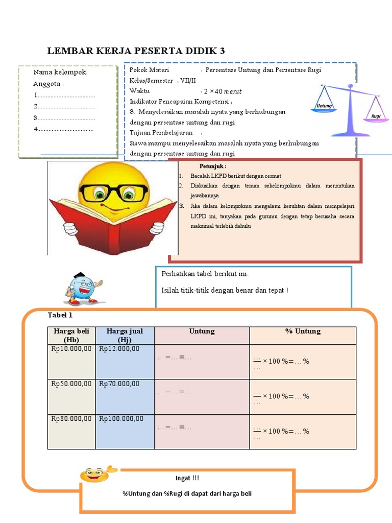 LKPD 3 Persentase Untung Dan Rugi | PDF