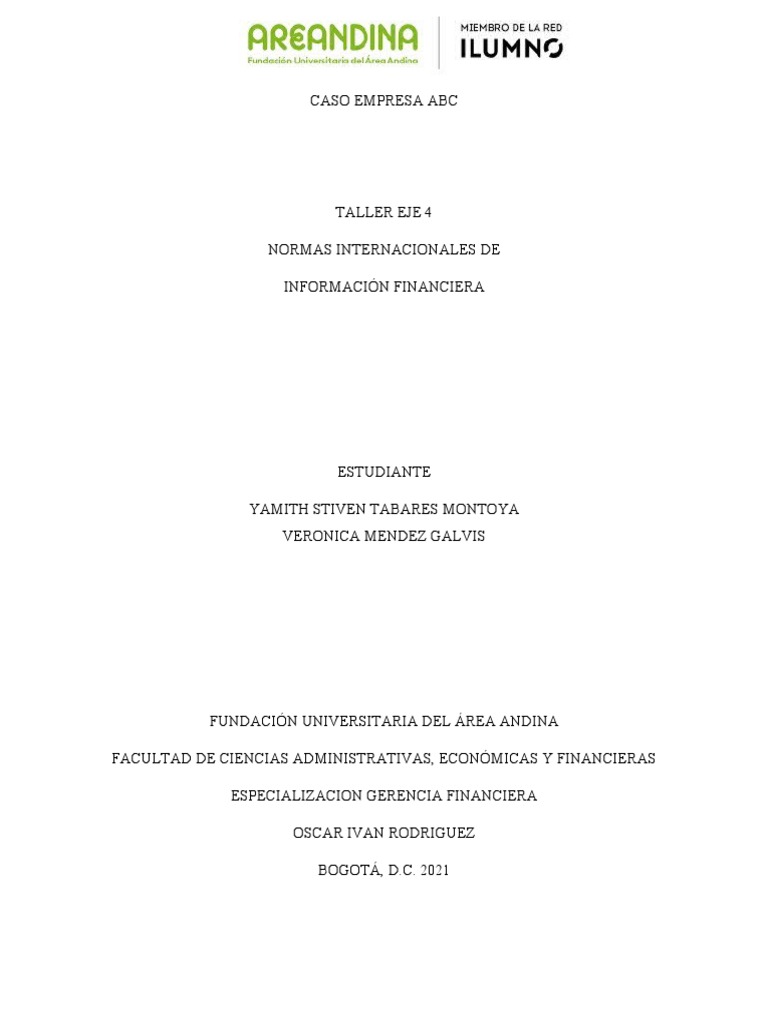 Taller Eje 4-Caso Empresa ABC | Descargar gratis PDF | normas internacionales de INFORMACION ...