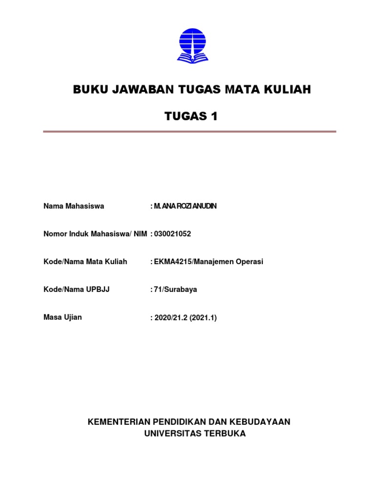 Buku Jawaban Tugas Ekma 4215 | PDF | Teknologi & Rekayasa