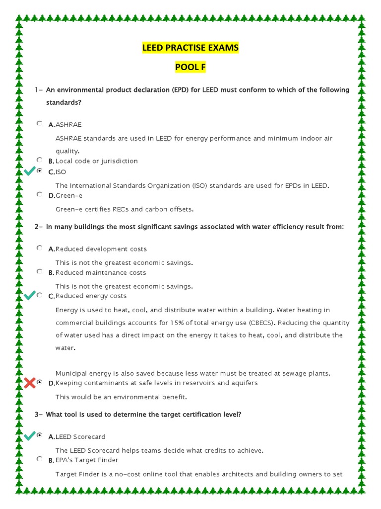 LEED Exam Practice Questions and Insights | PDF | Leadership In Energy ...