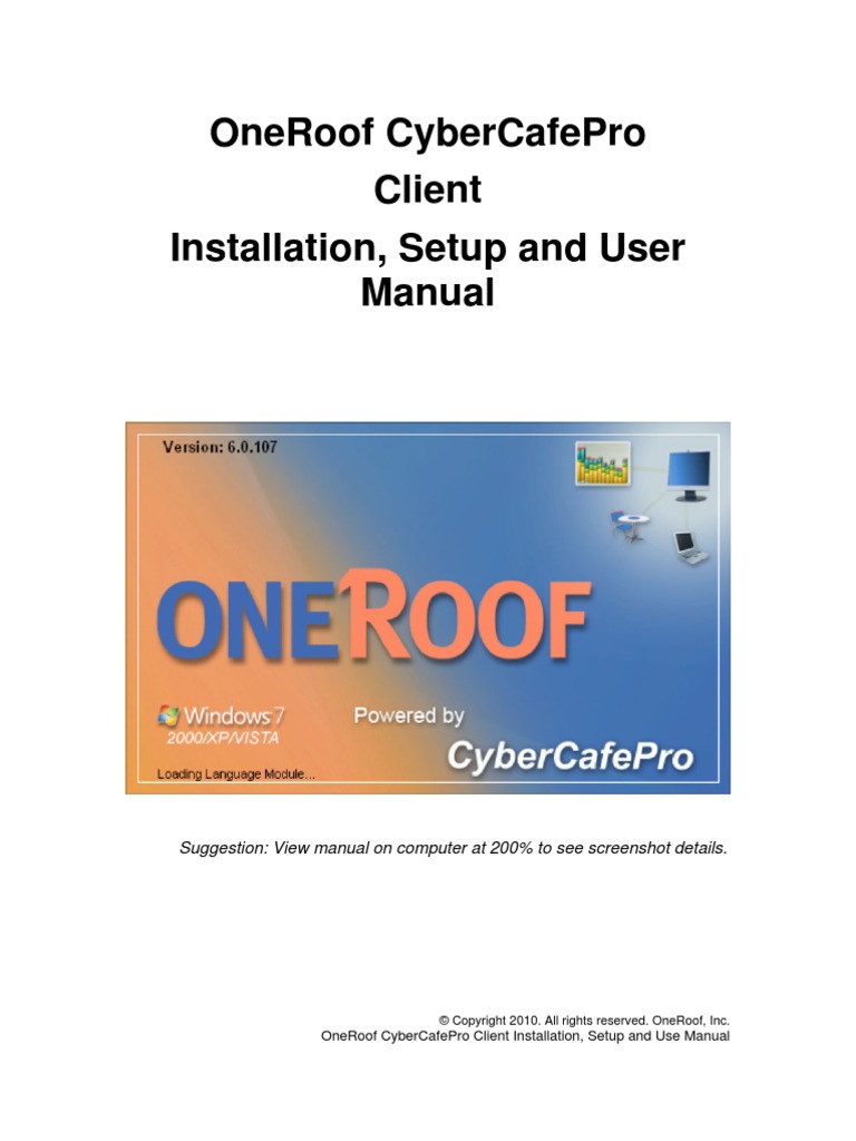 OneRoof CyberCafePro ClientManual | PDF | Login | Microsoft Windows