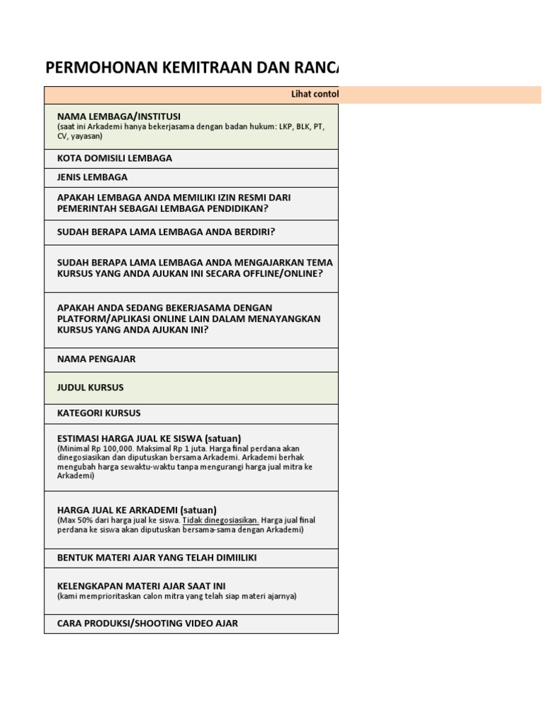 ARKADEMI Permohonan Kemitraan Dan Rancangan Kursus Online 2020 | PDF