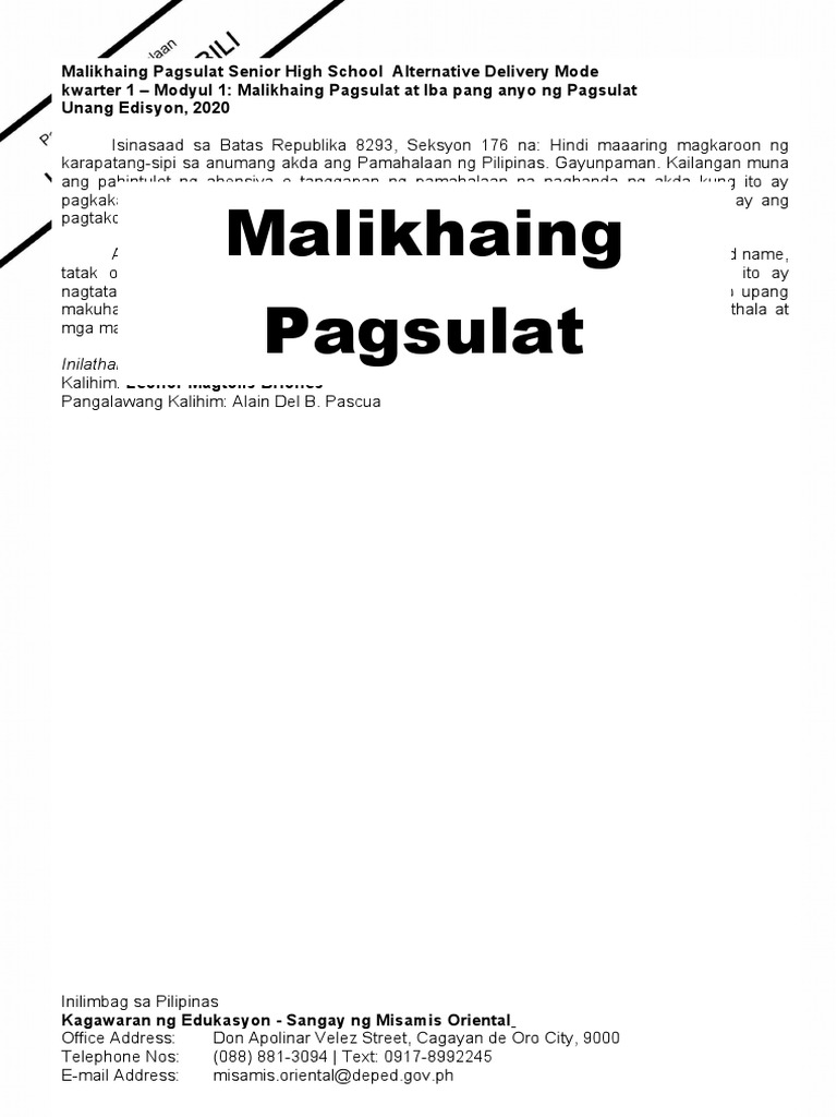 M1-Malikhaing Pagsulat12 - q1 - Mod1 - v1 | PDF