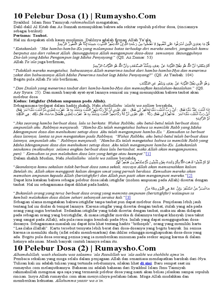10 Pelebur Dosa | PDF