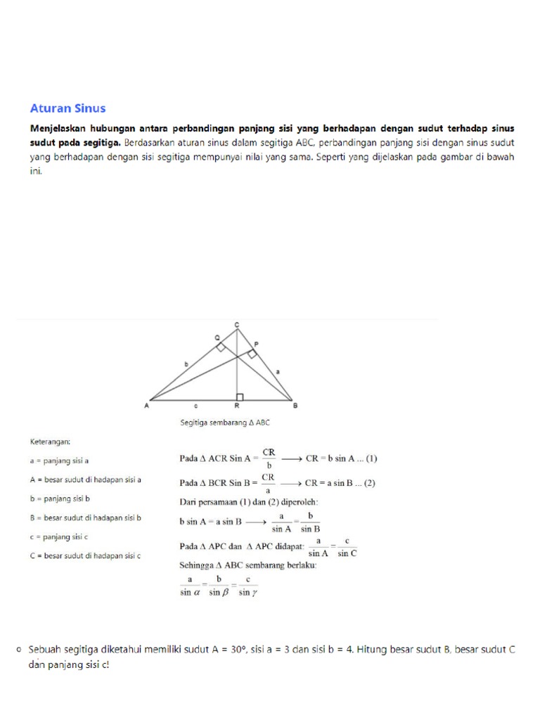 Aturan Sinus Dan Cosinus | PDF