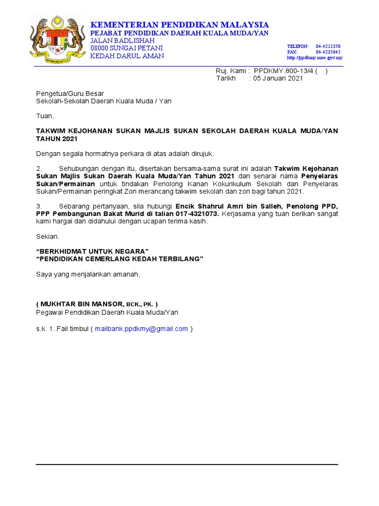 Surat Takwim MSSD 2021 | PDF