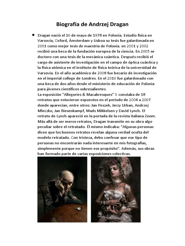Biografía de Andrzej Dragan | PDF | Retrato | Pinturas