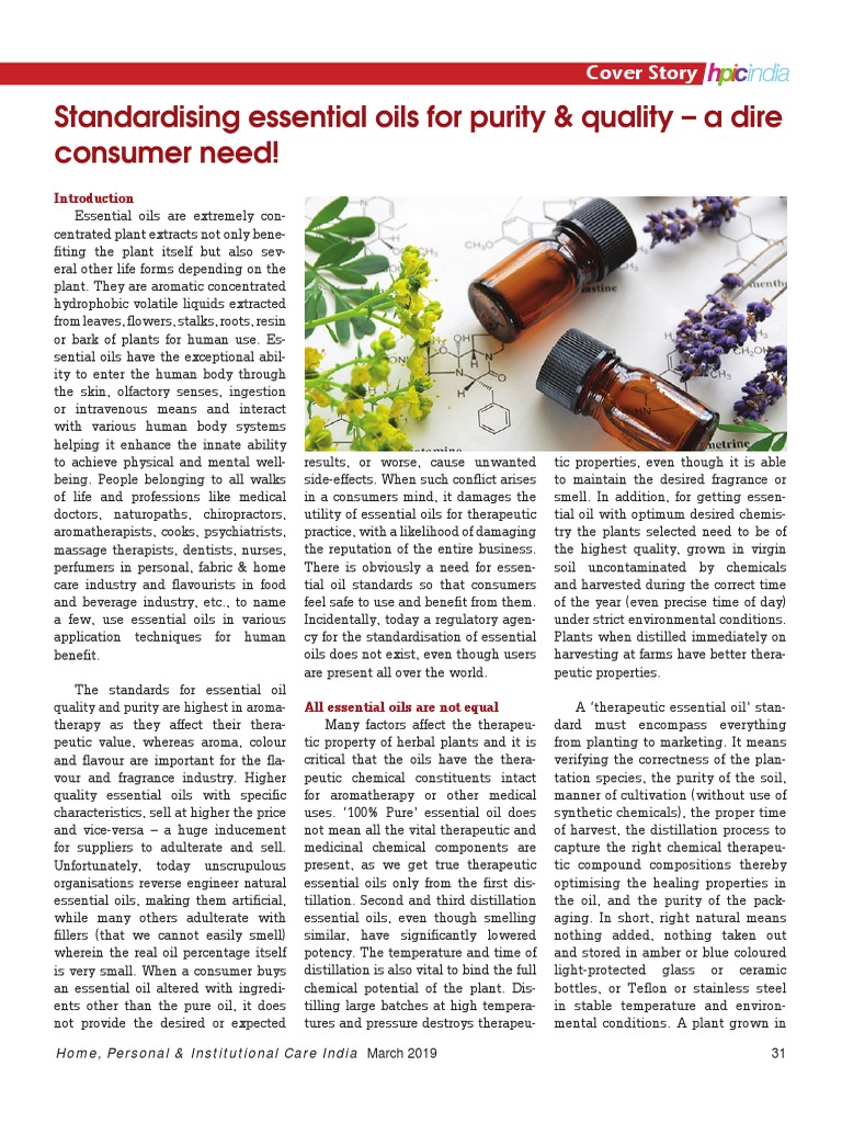 Standardising Essential Oils For Purity | PDF | Perfume | Essential Oil